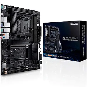 ASUS AMD AM4 Pro WS X570-Ace ATX Workstation Motherboard with 3 PCIe 4.0 X16, Dual Realtek and Intel Gigabit LAN, DDR4 ECC Memory Support, Dual M.2, U.2, and Control Center
