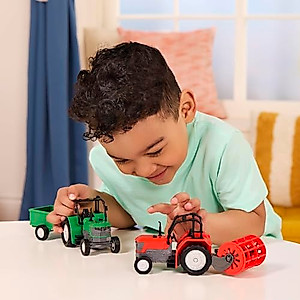Driven by Battat – Micro 1:24 Scale – Tractor Toy – Farm Toy Vehicle with Detachable Trailer – Realistic Light & Sound – Gift Toy for Kids Age 3+