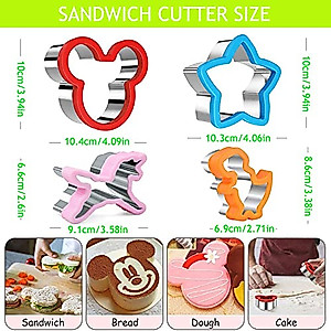 Crethinkaty Sandwich Cutter Set - 4 Pieces Sandwich Cutters Set Dinosaur&Unicorn&Star Shapes 10 Pieces Fruit Shape Cutters Vegetable Cutter Set Mini Animal Cookie Cutter Fruit Stamps Mold.