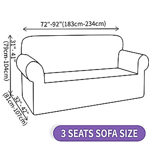 ZNSAYOTX Super Stretch Couch Cover (72"-92") Universal Sofa Covers with Elastic Bottom, Dog Cat Pets Friendly Washable Furniture Protector Fitted Sofa Slipcovers Stay in Place (Dark Grey, Sofa)