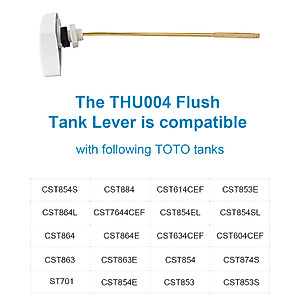 Hibbent Toilet Handle Tank Flush Lever Replacement Compatible with TOTOTHU004-CP Trip Lvr for ST701, CST854, CST884,Side Mount Toilet Flush Handle, Toilet Trip Lever, Toilet Repair Handle, White