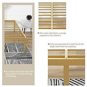 WJORATA 18 Inch Full Bed Frame Metal Platform No Box Spring Needed Noise-Free Easy Assembly Gold