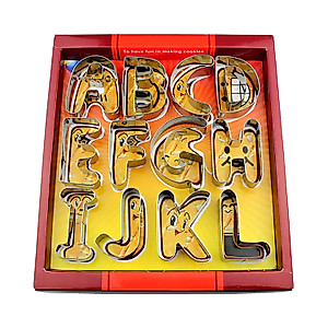 Alphabet Cookie Cutters Set, 26 Pcs Stainless Steel Large Mold Tools for Fondant Biscuit, Cake, Fruit, Vegetable, or Dough Cut (3 inch)