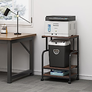 Fannova Printer Stand, 3 Tier Printer Cart with Storage Shelf, Rolling Printer Table with Wheels for Home Office Organization, Stand for Heat Press Microwave, Industrial Style