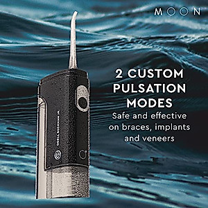 MOON Water Flosser for Teeth Cleaning and Gum Health, Cordless and Rechargeable with Two Irrigator Tank Sizes for Easy Travel, Co-Created with Odell Beckham Jr.