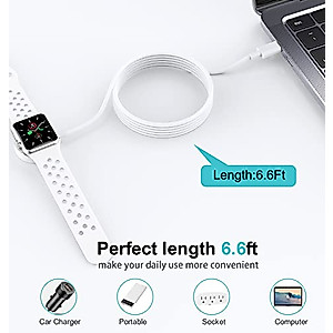 NEVOLA 𝟮𝟬𝟮𝟯 𝐔𝐩𝐠𝐫𝐚𝐝𝐞𝐝 for Apple Watch Charger USB C 6.6ft/2m,[Apple MFi Certified] iWatch Charger Compatible with Apple Watch Ultra/8/7/6/5/4/3/2/1/SE