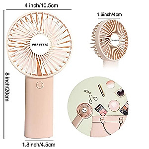 PRAVETTE Personal Handheld Fan, Portable Mini Handheld Fan with 4000mAH Rechargeable Batteries, 8-18 Hours Working Time