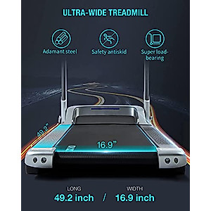 OVICX Q2S Folding Portable Treadmill Compact Walking Running Machine for Home Gym Workout Electric Foldable Treadmills with LED Display Phone Holder for Small Spaces 3.0HP Weight Capacity 300 lbs