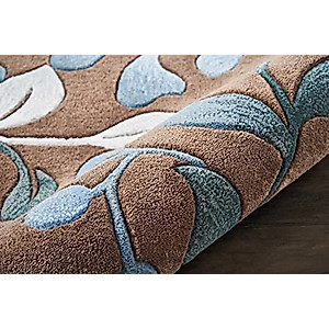 Nourison Contour Floral Mocha 2'6" x 4' Area -Rug, Easy -Cleaning, Non Shedding, Bed Room, Living Room, Dining Room, Kitchen (3x4)