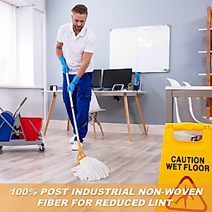 Tioncy 24 Pcs Disposable Industrial Mop Heads Replacements Non Woven Wet Mop Head Refill Cut End Wet Mop Refill Commercial Replacement Mop Heads for Floor Cleaning Supplies Mopping, White