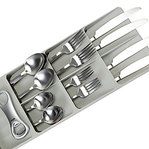Kitchen Details 7 Slot Cutlery Drawer Organizer | Utensil Tray | Silverware Holder | Knife Spoon Fork | Flatware Storage & Organization | Grey