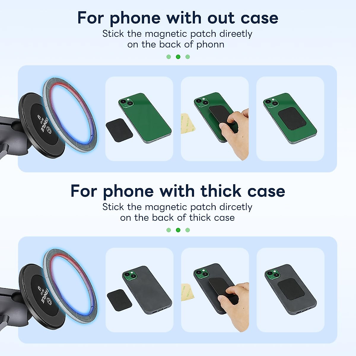 FANAUE Magnetic Car Mount compatible with RAM mount B size ball head, Magnetic car phone holder can be mounted on car dashboard, windshield and other car accessories, suitable for 4.7-7.5" smartphone.