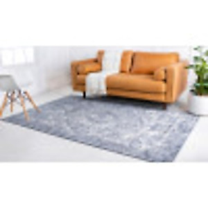 Unique Loom Portland Collection Area Rug - Astoria (5' 3" x 8' Rectangle, Blue/ Ivory)