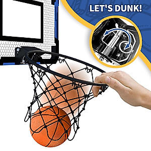 QDRAGON Mini Basketball Hoop, Over The Door Indoor, with 3 Balls/Inflator/Breakaway Rim, Basketball Toy Gifts for Kids and Adults, Suit for Bedroom/Office/Outdoor, Blue