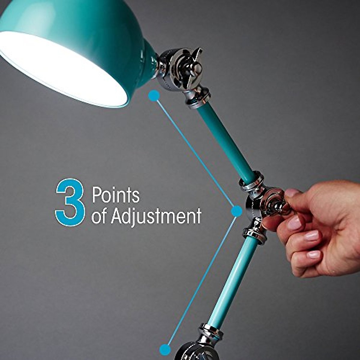 OttLite Revive LED Desk Lamp with ClearSun LED Technology, Turquoise – 3 Brightness Settings, Touch Activated Controls, USB Charging Port & 3 Adjustable Knobs for Precise Lighting - Great for Reading