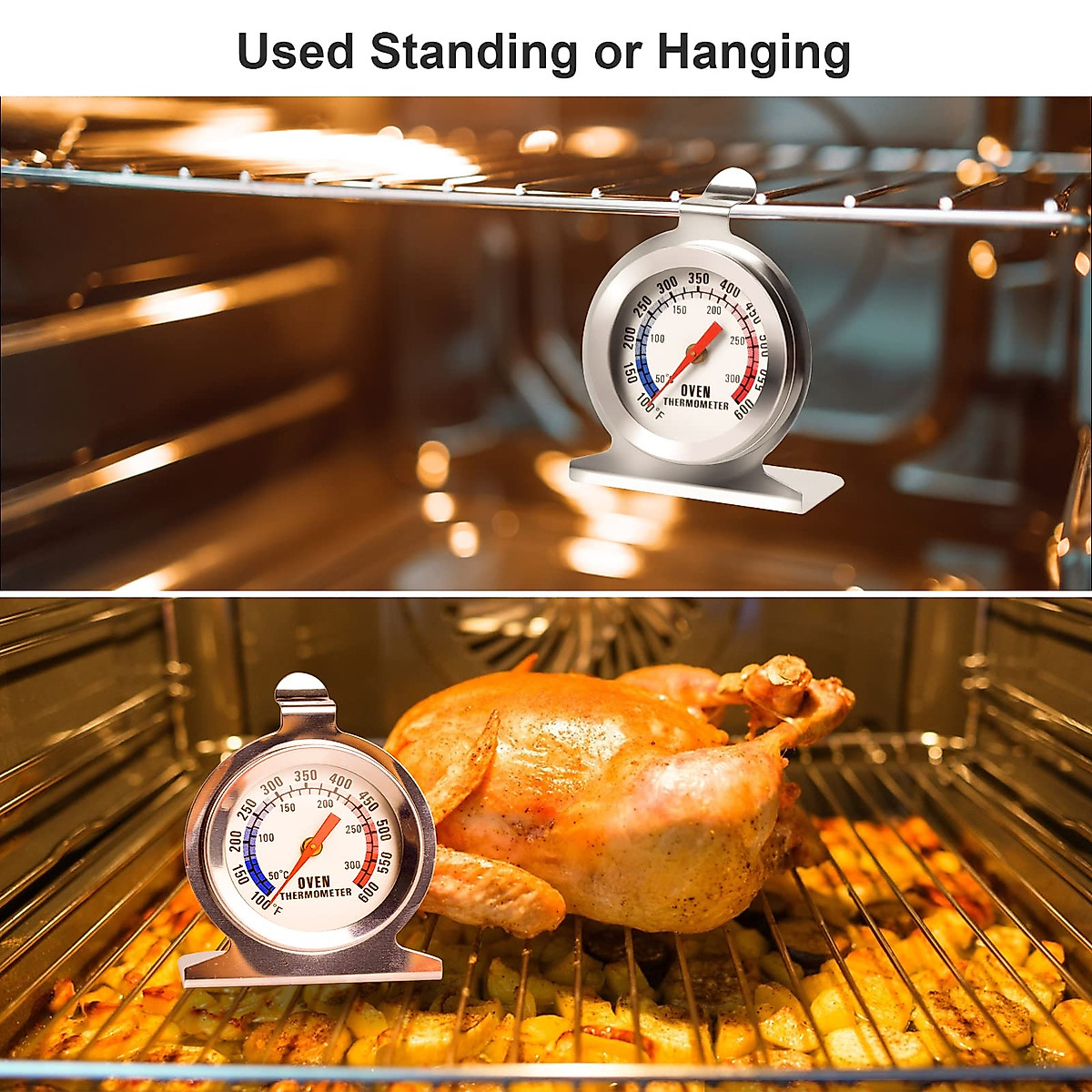 Hawgiman Stainless Steel Oven Thermometer for Electric/Gas Oven, Kitchen Cooking Grill Smoker Thermometer(50-300°C/100-600°F) (1)