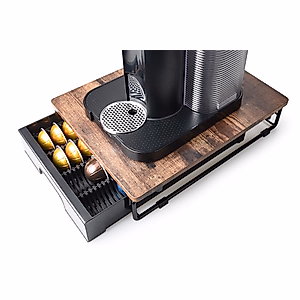 EVERIE Wooden Coffee Pod Storage Drawer Holder Compatible with Nespresso Vertuoline Capsules, Rustic Brown, NP01-WD01