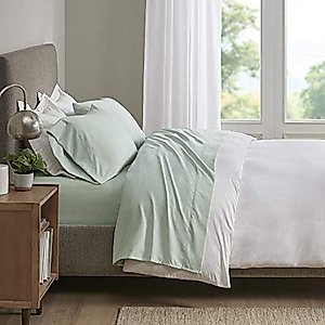 Sleep Philosophy Smart Cool Microfiber Moisture-Wicking Breathable 4 Piece Cooling Sheet Set, Queen Size, Aqua