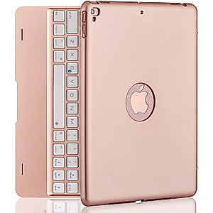 NOKBABO iPad Keyboard Case for iPad Pro 9.7 inch, 2018 iPad 6th Gen, 2017 iPad 5th Gen, iPad Air 2 & 1 case with Keyboard, 130° Smart Folio Hard Back Cover, Ultra Slim, Auto Wake and Sleep - Rose Gold