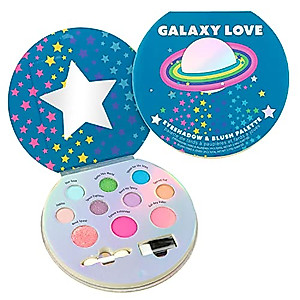 Expressions 10 Color Eyeshadow Palette & Blush Makeup Novelty Beauty Set, Fold Out Compact with Mirror, Washable, Non-Toxic,Galaxy Love Glisten & Glitter Makeup Palette