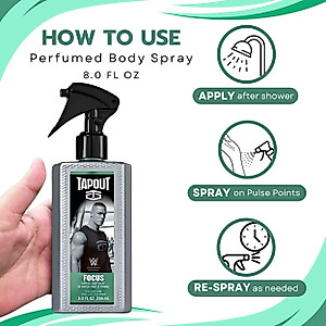 Tapout Focus Body Spray Perfume for Men – Refreshing Fragrance, 8 oz