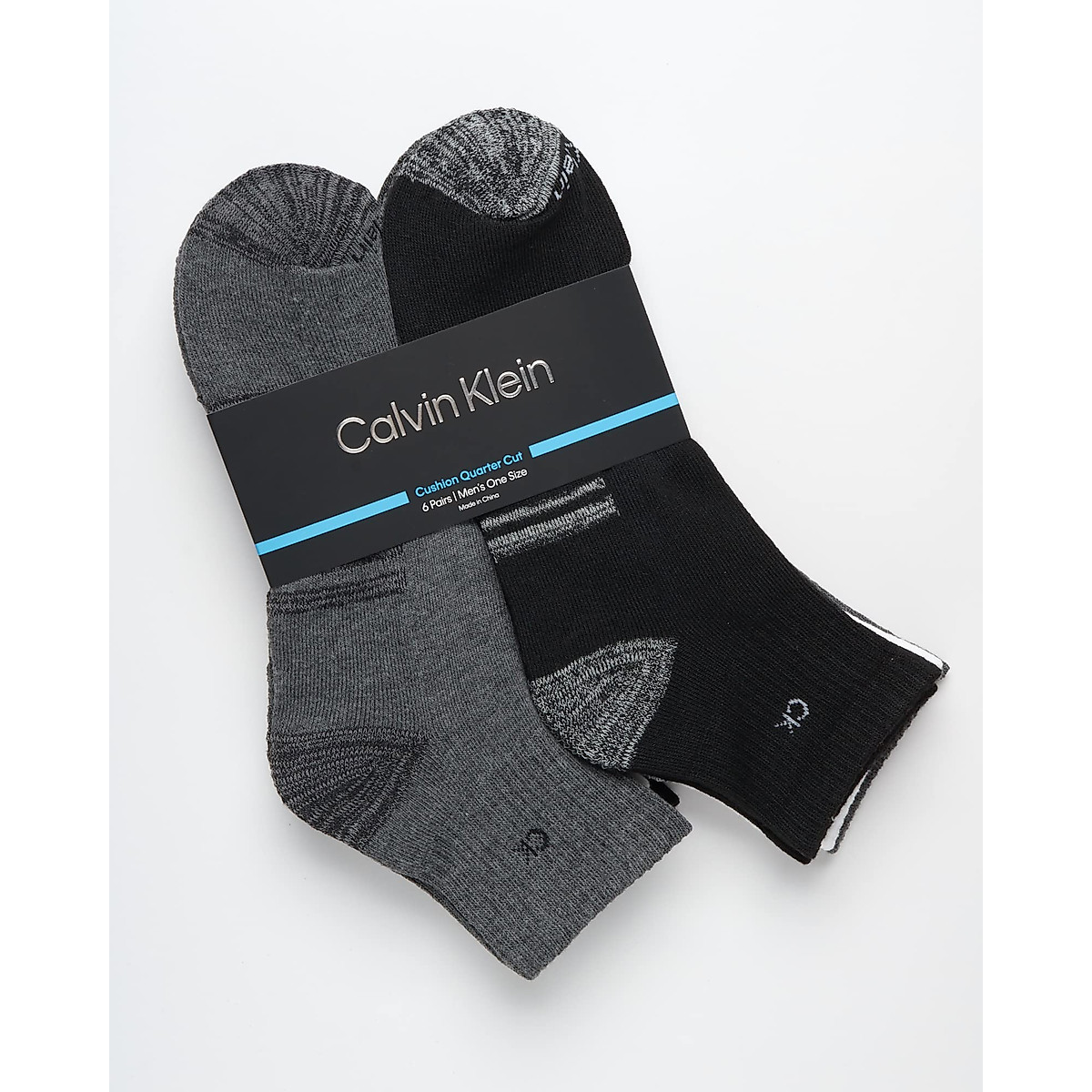 Calvin Klein Men's Quarter Socks - 6 Pack Soft Cushioned Athletic Ankle Socks for Men - Breathable Men's Sports Socks, Size 7-12, Black/White/Grey