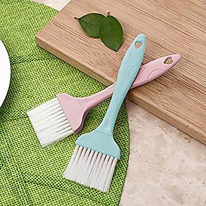 Nylon Bristle Pastry Brush Plastic Grip for Basting, Baking, Cooking Food Brush, Green, Pink