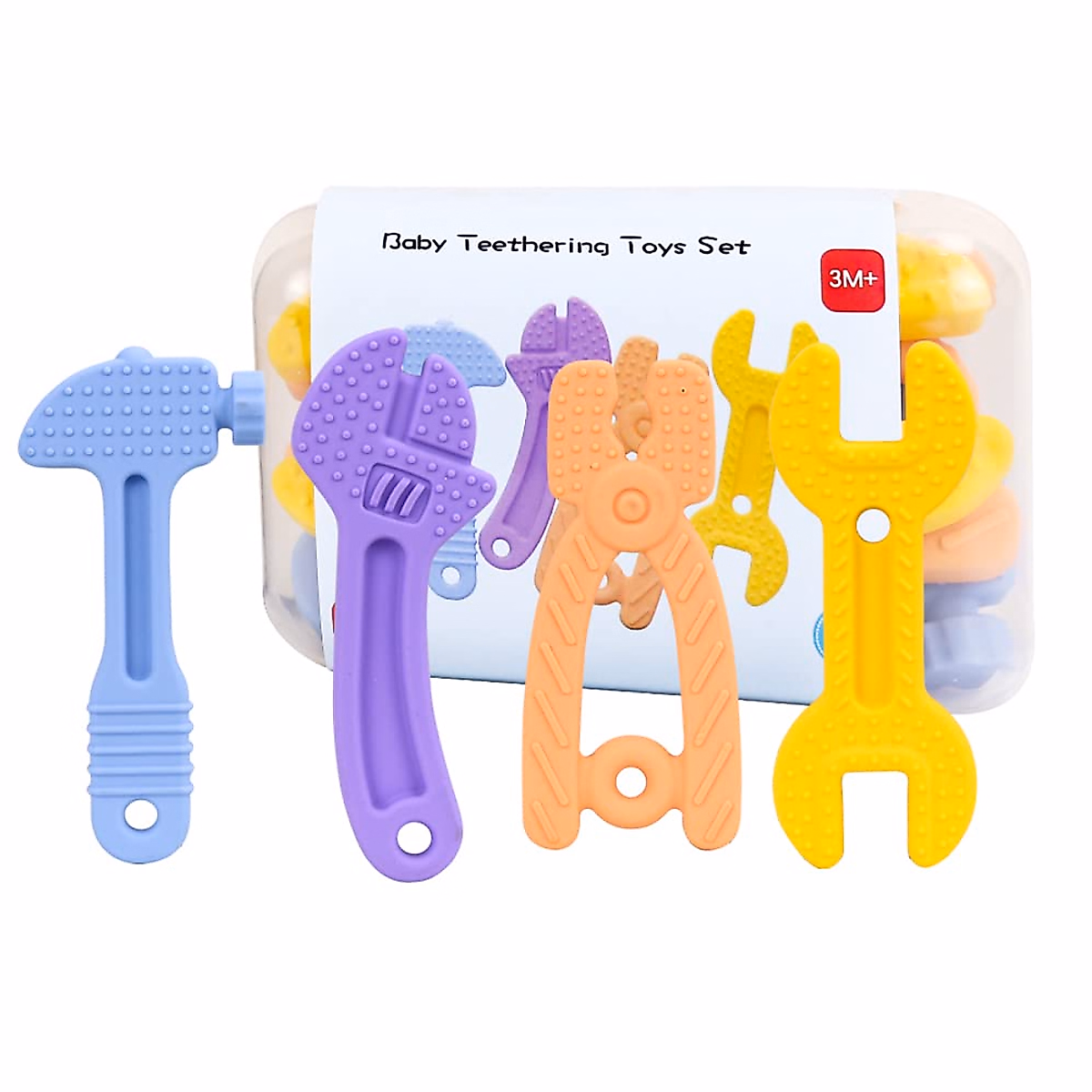 Zdolmy Teething Toys for Babies 0-6 Months 6-12 Months, Baby Teething Toys Set, BPA-Free Silicone, Soft Textures, Molar Teether, Easy to Hold, Easy to Clean and Freeze - 4 Packs