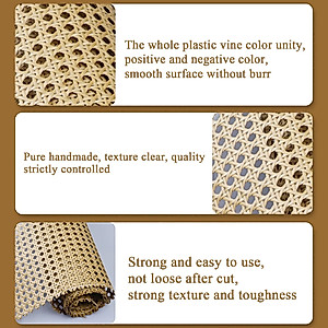 16" x5FT Plastic Rattan Cane Webbing, Woven Open Mesh Cane Net Roll for DIY Caning Furniture Decor Projects: Chair, Cabinet, Ceiling and Door(59x16 in)