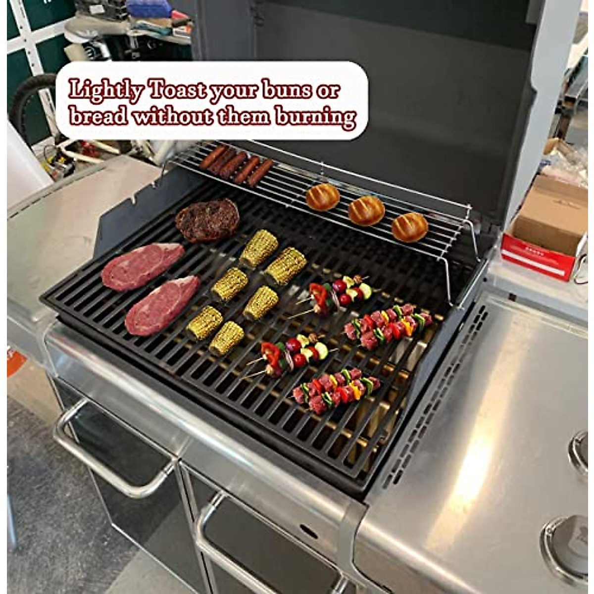 QuliMetal Stainless Steel Warming Rack for Weber Genesis 300 Series(2007-2016), Genesis E310, E320, E330, S310, S320, S330, Replacement for Weber 65054, 81323, 62749