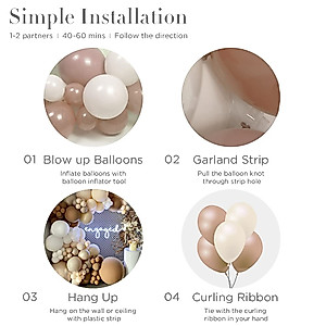 Retro Khaki Balloon Arch Kit 134PCS Balloons 18In 12In 10In 5In Retro Khaki Skin Macaron Orange White Balloon Garland Kit For Festival Picnic Family Engagement,Wedding, Birthday Party,baby shower,Retro Theme Anniversary Celebration