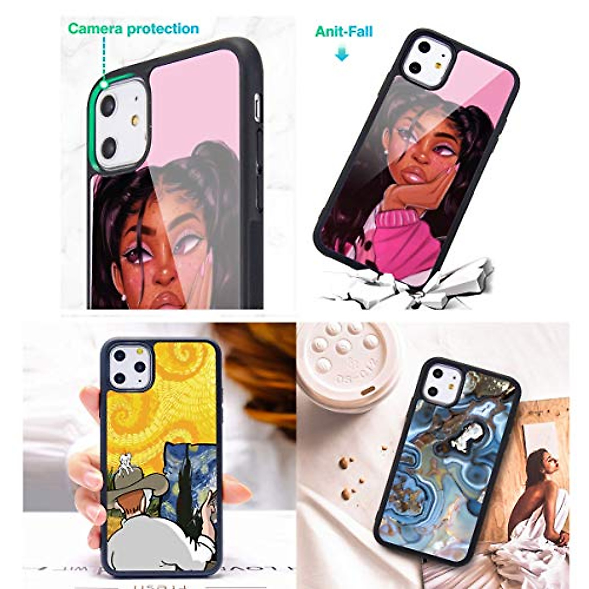 XUNQIAN Compatible for iPhone 12 Case, iPhone 12 Pro Case, Black Leopard Cheetah Animal Skin Print Art Thin Soft Black TPU +Tempered Mirror Protective Case for Apple 12/12 Pro (for iPhone 12/12 Pro)