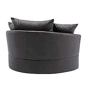 HomSof Swivel Accent Chaise Indoor Leisure Barrel Modern Sofa Lounge Club Round Chair, Plain Carved Back, Grey