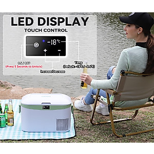 Megiu 12 Volt Refrigerator Portable Car Freezer 13.5 Quart (12.8 Liter) Compressor Cooler 12V/24V DC 110～240 Volt AC for Truck Van RV Camper SUV Boat Travel Camping Road Trips Tailgating -18℃~+15℃