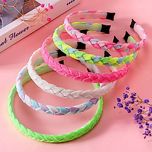 Braided Headbands Girls 6Pcs Rainbow Glitter Head Bands for Kids Toddlers Women Hand Twist Hairbands Fashion Sequins Thin Headband Party Favors