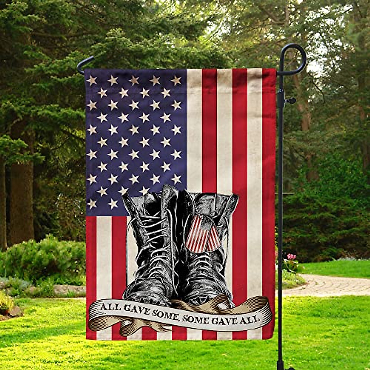 Artsy Woodsy 4th of July Independence Day Decorations God Bless America US Veteran American Soldier Fallen Hero Patriotic Military Burlap Garden Flag 12.5x18" Double-sided All-weather Yard Outdoor (01 (12x18"))