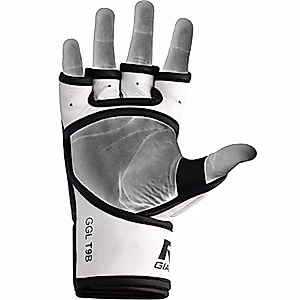 RDX MMA Gloves Sparring Martial Arts Grappling Cowhide Leather Training UFC Cage Fighting Combat Punching Bag Gel Mitts,Black,Small