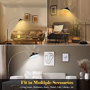 FILIYANO Arc Floor Lamp for Living Room, Marble Base Standing Lamp - Black Gold Floor Lamps with 360° Rotatable Arm, Industrial Tall Lamp Metal Material, Reading Lamp for Bedroom Couch Sofa Desk