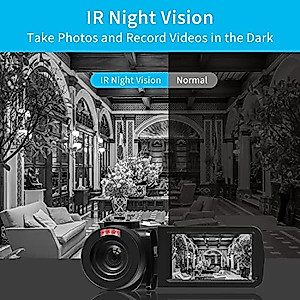 WIKICO Camcorder, 1080P Video Camera for YouTube with Infrared Night Vision, 18X Digital Zoom, 3.0“ 270° Rotation Touch Screen, Vlogging Camera for Beginners with Mini Tripod and 2 Batteries