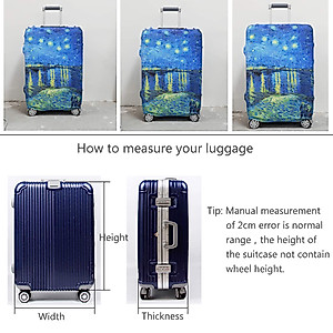TRAVEL KIN Thickened Luggage Cover ，Washable Travel Gear Cover，18/24/28/32 Inch Suitcase Spandex Protective Cover (XL(29"-32" luggage), Starry Night Over the Rhone)
