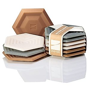 The Original Degrē Coaster (Set of 6, Joshua Tree) by LINE+ARC. 10mm Thick Dishwasher Safe Stain-Resistant Outdoor Coffee Table Silicone Modern Hexagon Mid Century Cup Drink Rubber Non-Absorbent