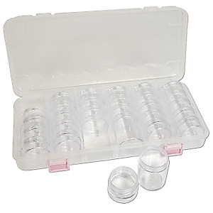 The Beadsmith Personality Case, Clear Plastic Bead Storage Case with 28 Removable and Stackable Jars, Includes 6 Screw top lids, Organizer Storage for Beads, Snap Lock Case for Jewelry and Crafts