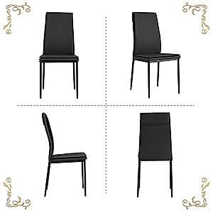 Meihua Modern Dining Chairs Set of 4 for Dining Room, Kitchen Chairs with 2 Layers of Leather Cushions, Chairs for Dining Room,Kitchen, Living Room (Black)