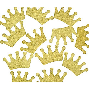 Crown Confetti 12pcs 4.7 inches Centerpieces Cute tags for Baby Shower Decorations Little Prince Birthday Party Supplies 1st Birthday Princess Theme Table Decor (Gold Glitter)