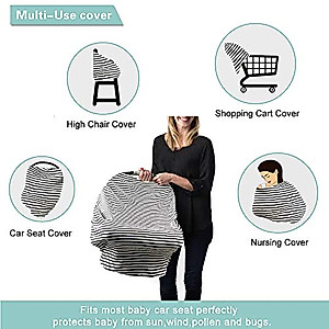 Owlowla Baby Car Seat Cover Canopy Stretchy Soft Nursing Breastfeeding Cover Multi-Use Breathable Stroller Cover for Baby Boy Girl(Pink Floral)