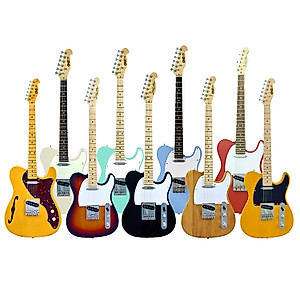 CNZ Audio Thinline TL Electric Guitar - Left Handed - Butterscotch Blonde Finish, Semi-Hollow Body, Amber Maple Gloss Neck and Fingerboard