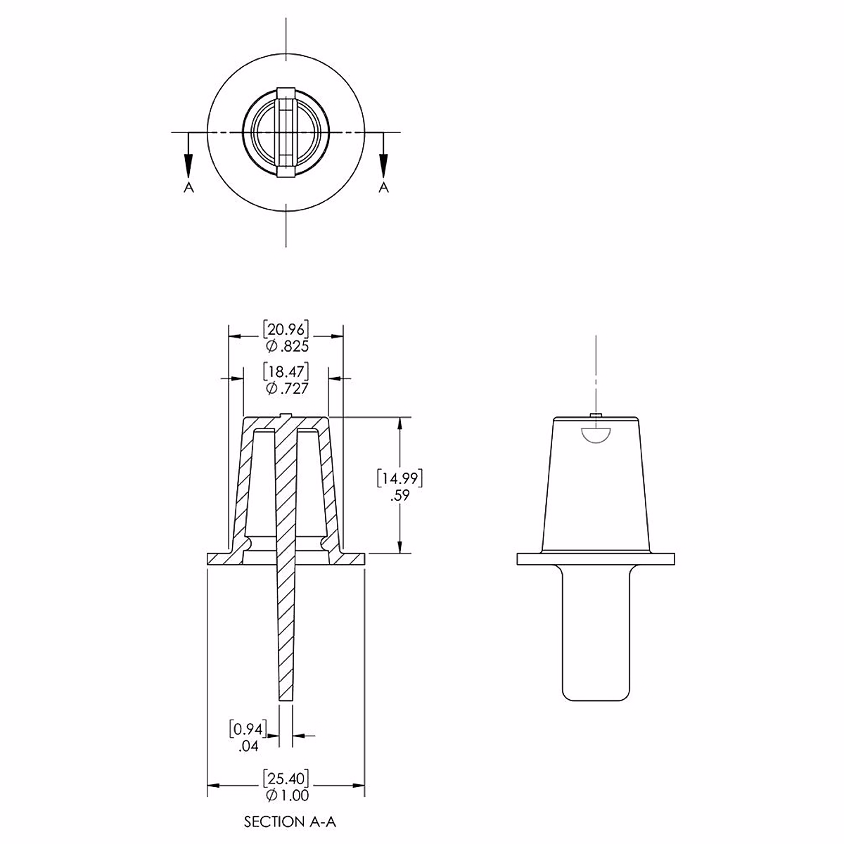 Caplugs ZCPT9XQ1 Plastic Center Pull Tab Tapered Plug. CPT-9X, PE-LD, Cap OD 1.00" Plug ID 0.825", Red (Pack of 100)