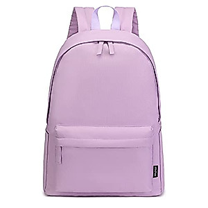 abshoo Lightweight Casual Unisex Backpack for School Solid Color Boobags (Light Purple)