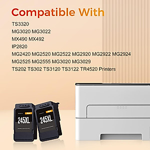 InkNI 245XL Black Ink Cartridge Replacement for Canon PG-245XL 245 Black Ink Cartridge Pixma MX490 MX492 MG2522 TS3100 TS3122 TS3300 TS3322 TS3320 TR4500 TR4520 TR4522 MG2500 Printer (2 Black)
