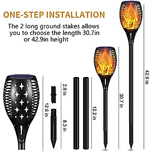 YoungPower Solar Outdoor Torch Lights LED Landscape Lighting 43" Solar Outdoor Path Lights Waterproof Solar Flame Lights Torch Dusk to Dawn Auto On/Off Security for Garden Yard Patio, 4 Pack